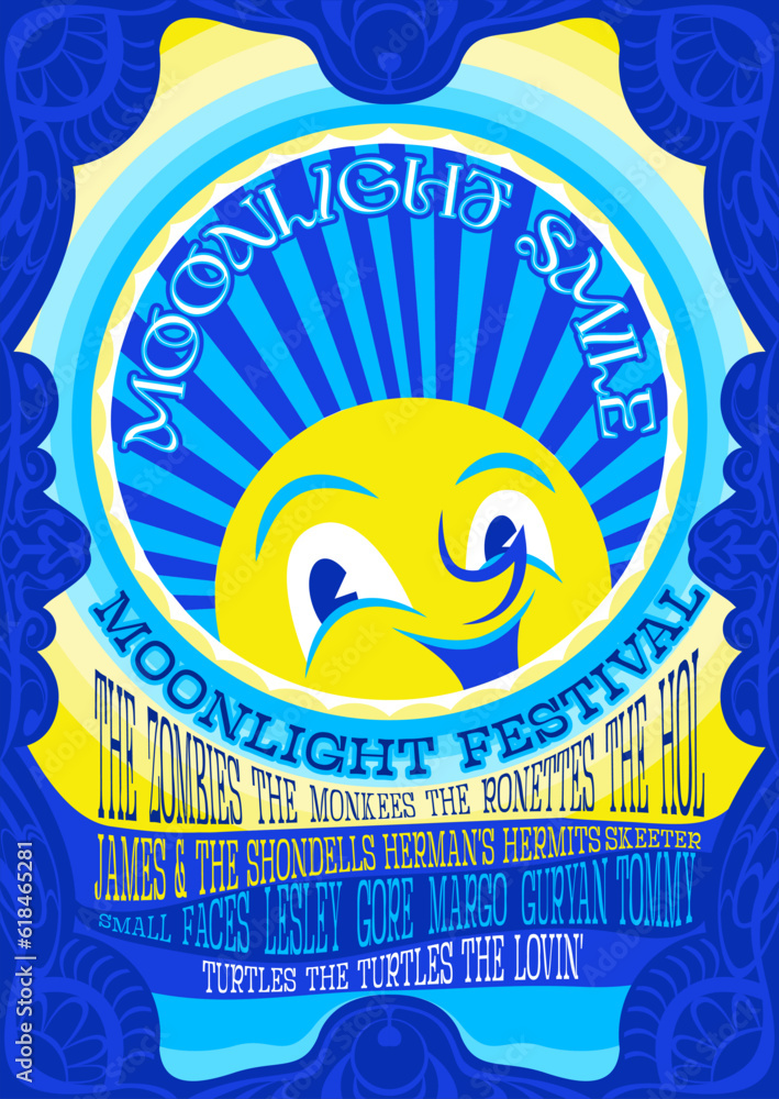 1960s psychedelic art. Colorful bizarre abstract background, poster and ...