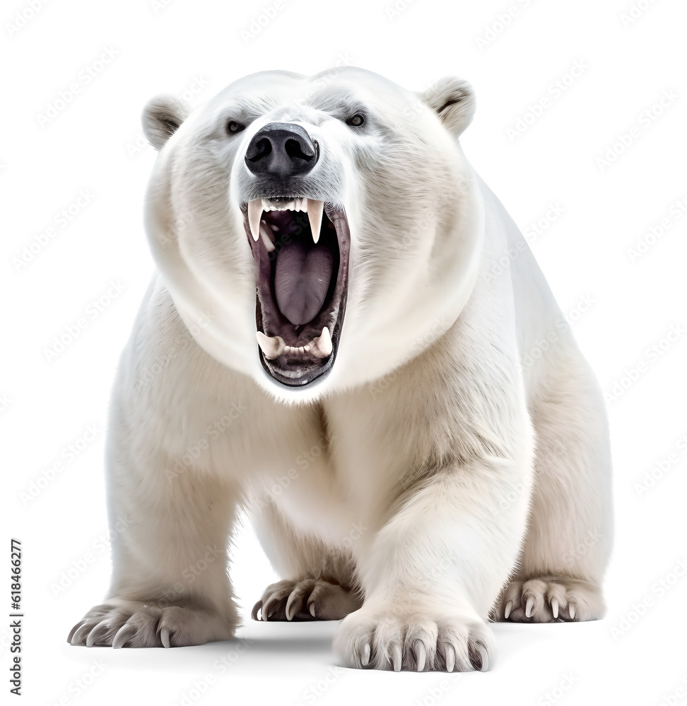dangerous polar bear attack, isolated background. Generative Ai Stock ...