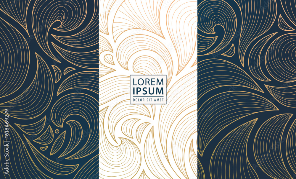 Set of vector art deco labels, frames, wedding invitations, packaging ...