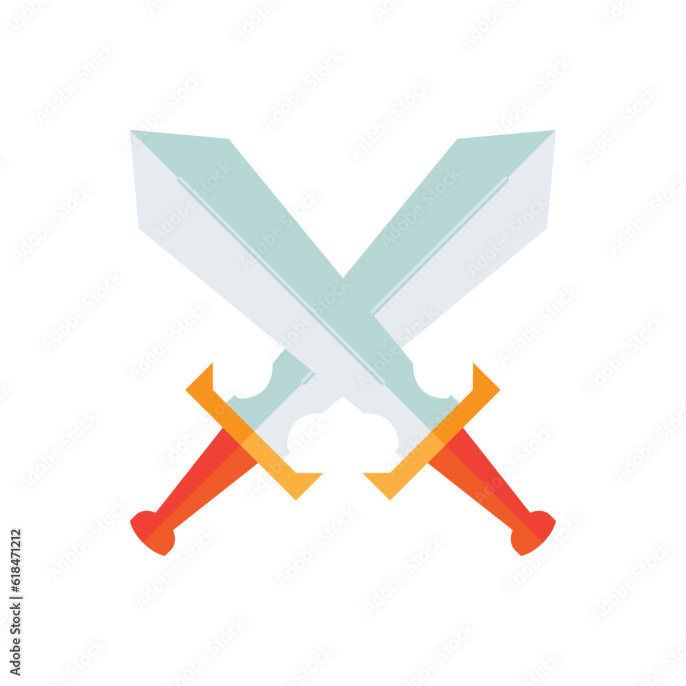 Cartoon game sword on transparent background. Crossed Knight Sword ...