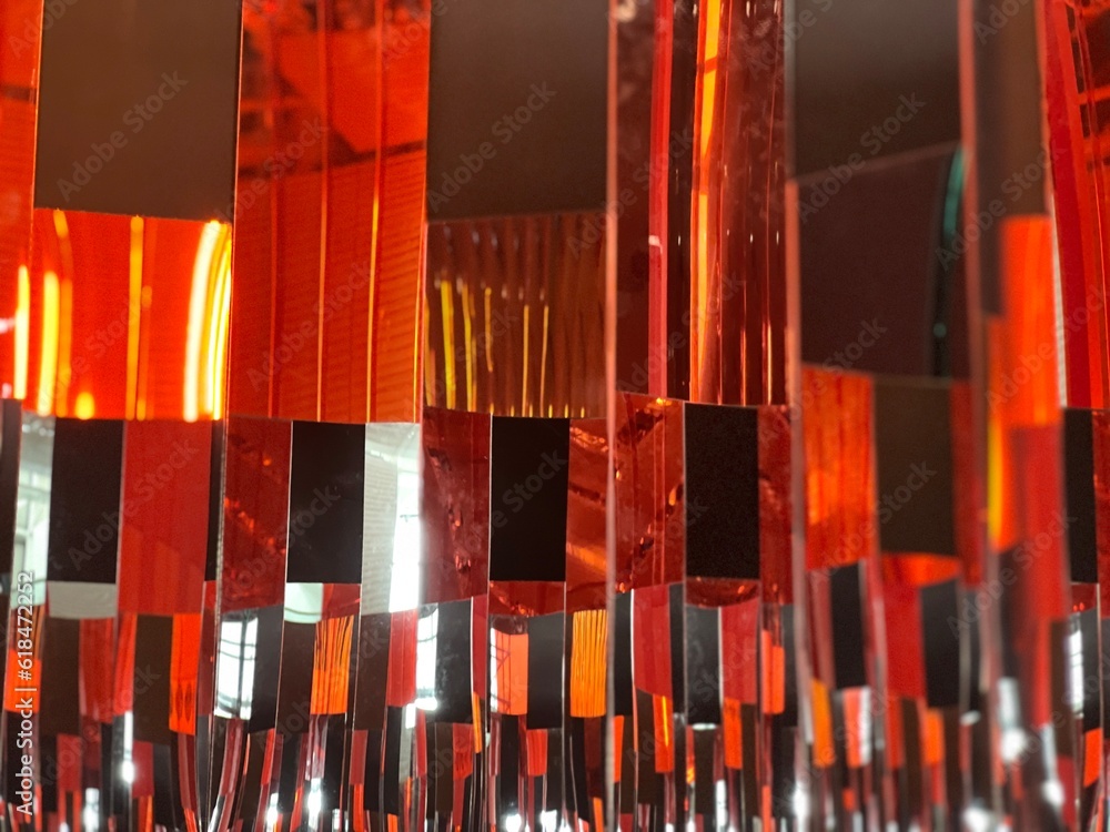 Abstract pattern and design of glass wall of rectangular panes of black ...