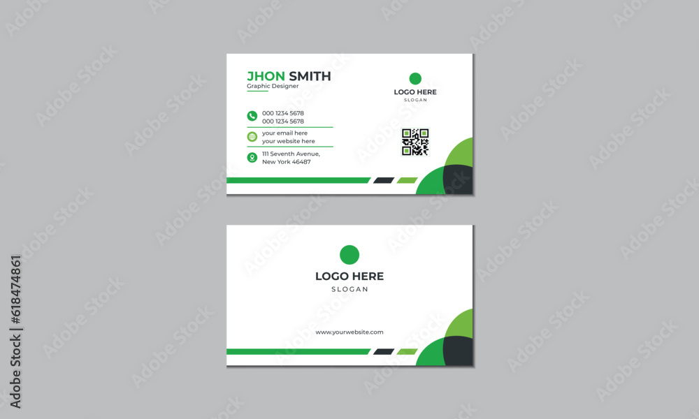 Modern green color simple and clean business card design, professional ...