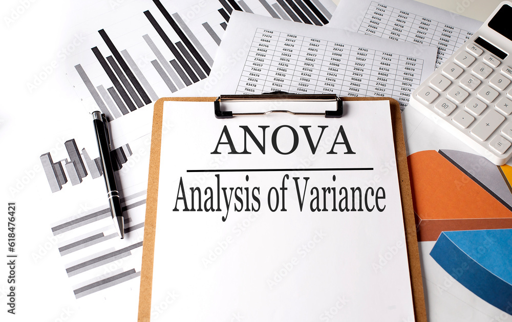 Paper with ANOVA ANALYSIS OF VARIANCE on chart background Stock Photo ...