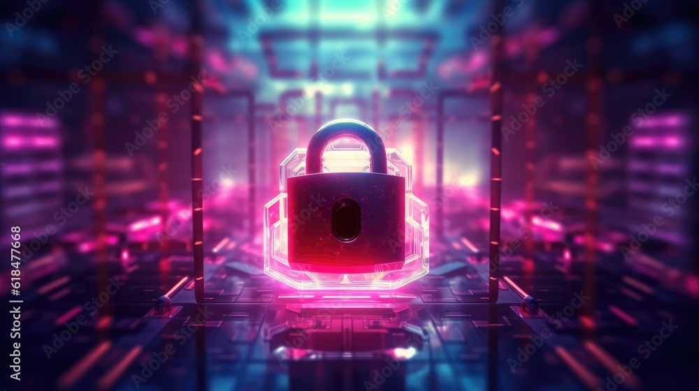 ภาพประกอบสต็อก Data protection cyber security privacy background. Cyber security concept. Cyber ...