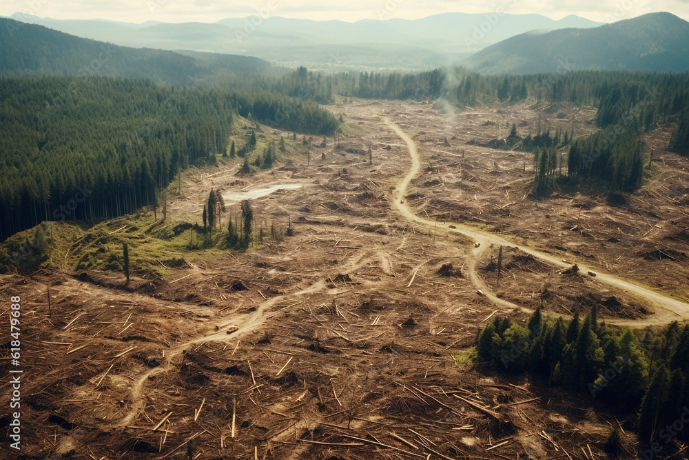 Deforestation, climate change and clearing of forest in nature for ...