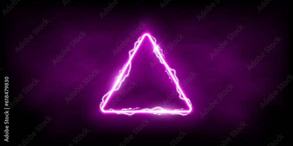 Magic purple triangle of thunder storm blue lightnings. Magic and ...