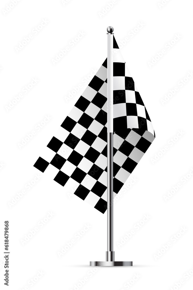 Black and white crossed race flag vector illustration. 3D realistic ...