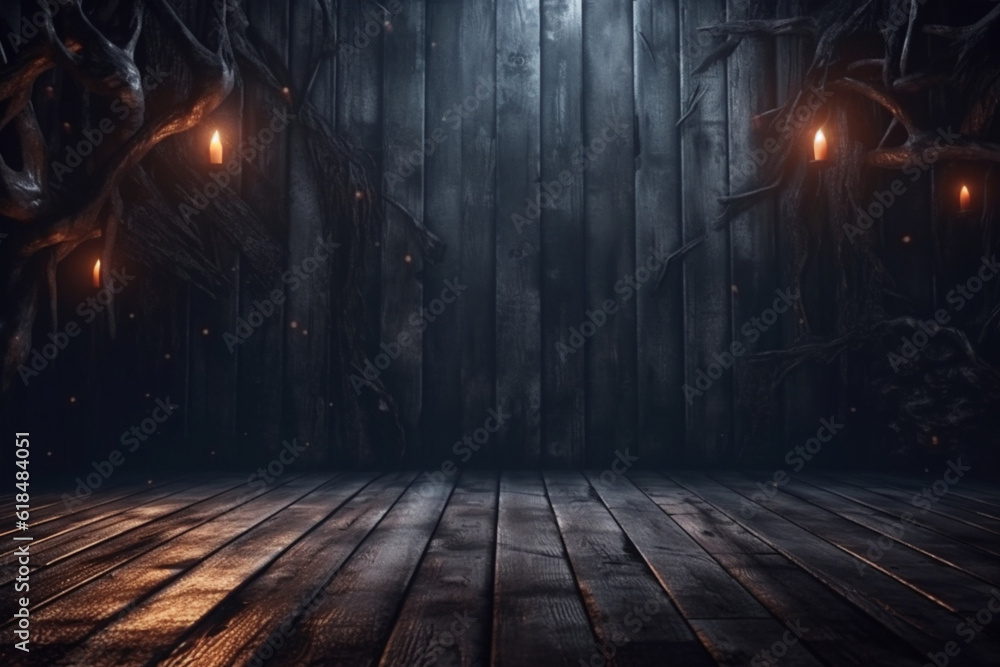Eerie Halloween vibes: Creepy horror backdrop with vacant wooden planks ...