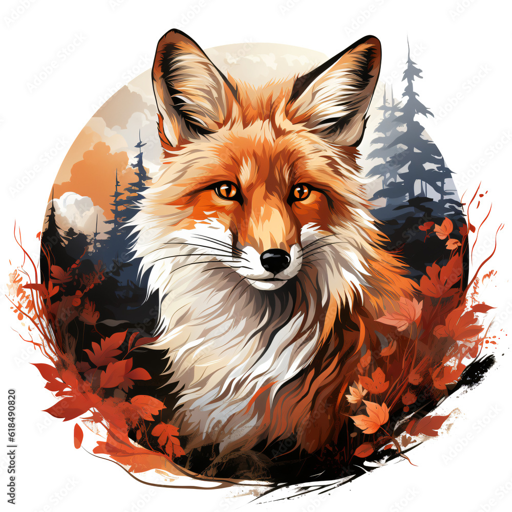 Fox logo symbol isolated on the transparent background PNG. AI ...