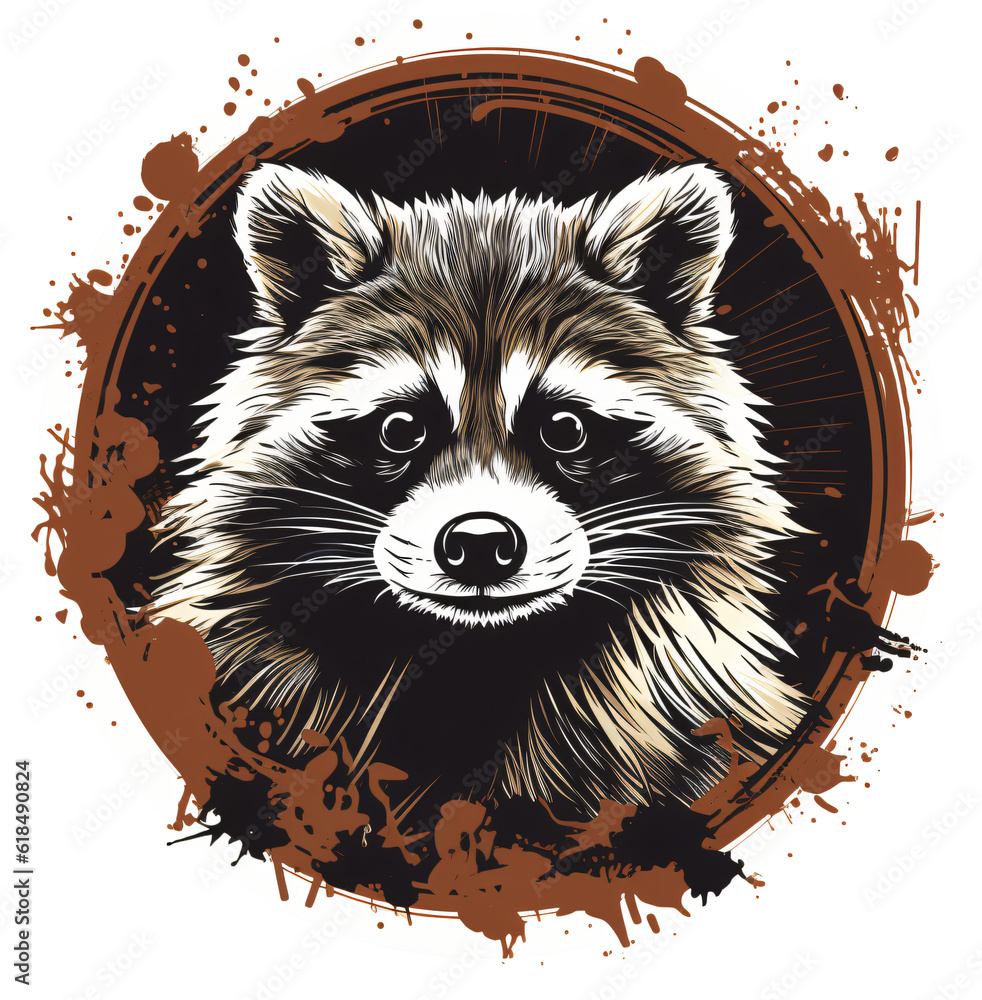 Raccoon logo symbol isolated on the transparent background PNG. AI ...