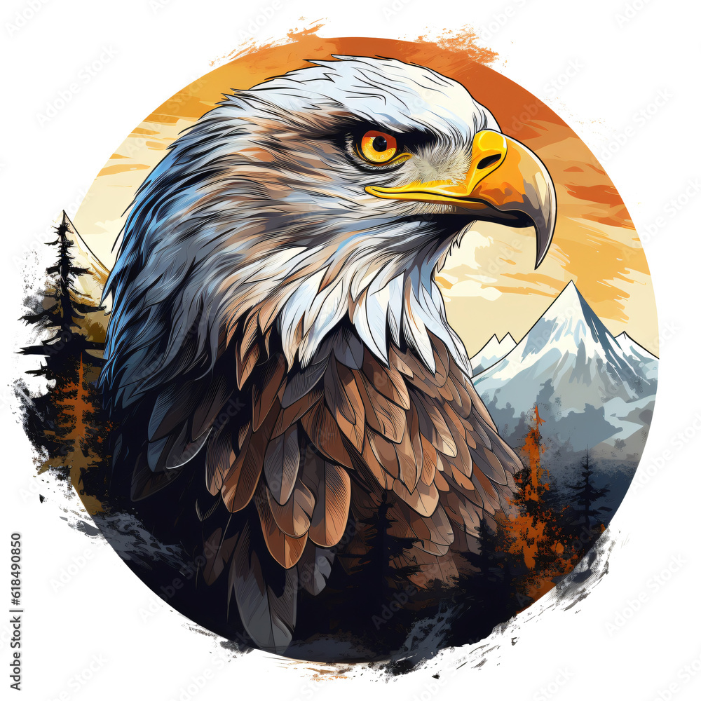 Eagle logo symbol isolated on the transparent background PNG. AI generative. Stock Illustration ...