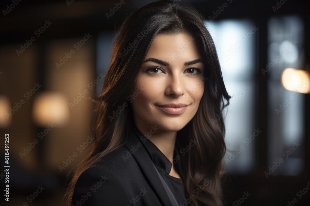 35 years old beautiful woman with green eyes, large smile, earrings and ...