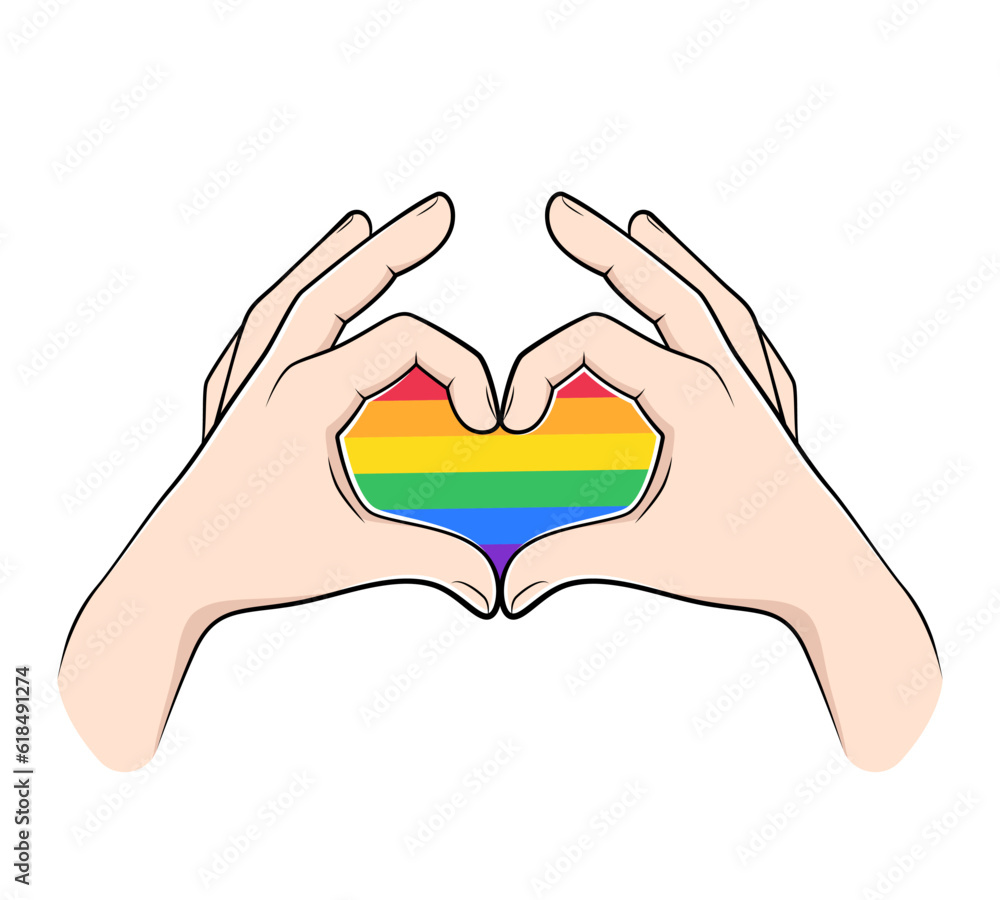 LGBT love hand sign, finger heart vector drawing Stock Vector | Adobe Stock