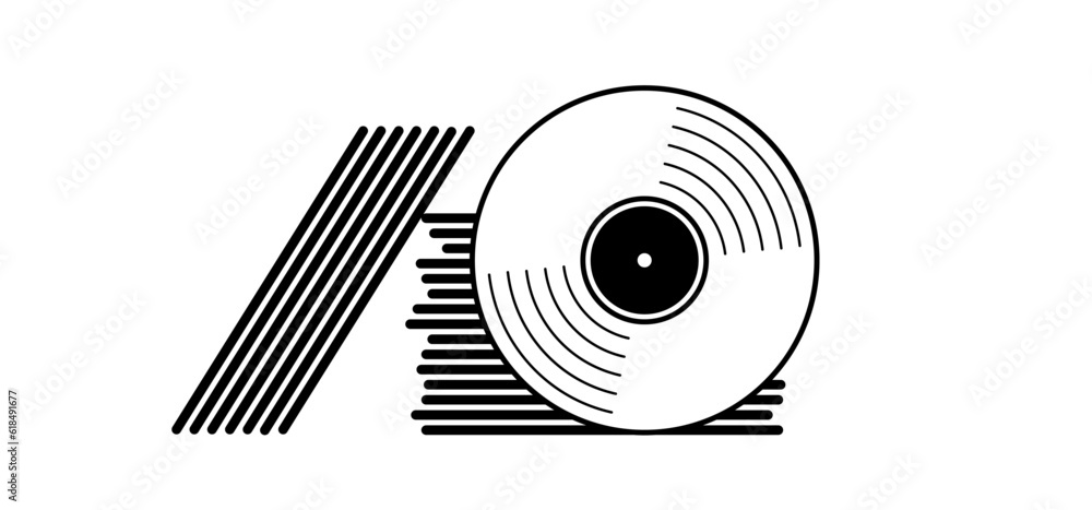 Cartoon vinyl or lp icon symbol. dj symbol. retro vinyl record album ...