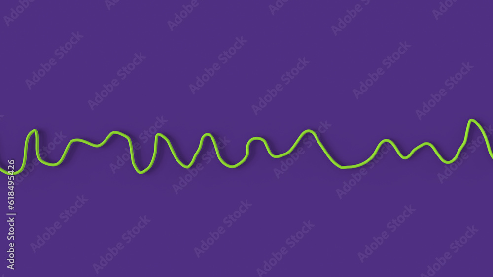 Electrocardiogram ECG displaying ventricular fibrillation rhythm, 3D ...
