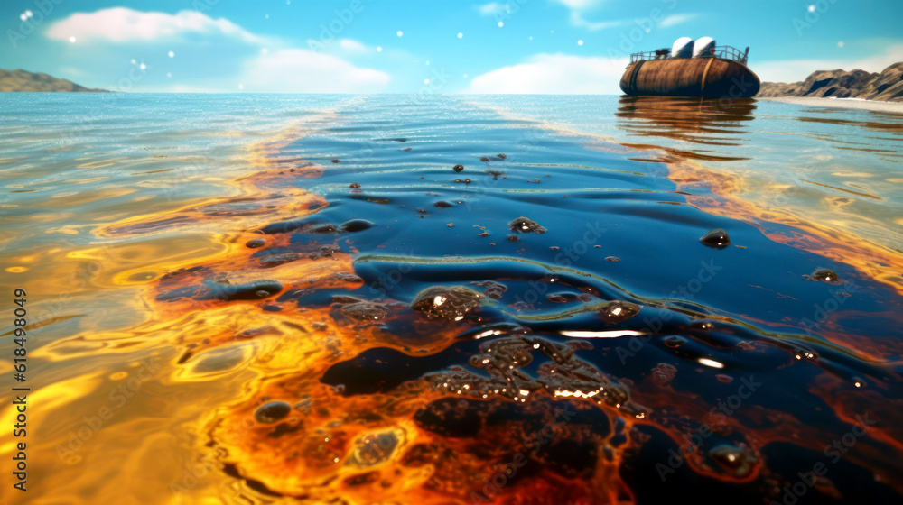 Pollution of the sea coast with industrial waste and oil spills ...