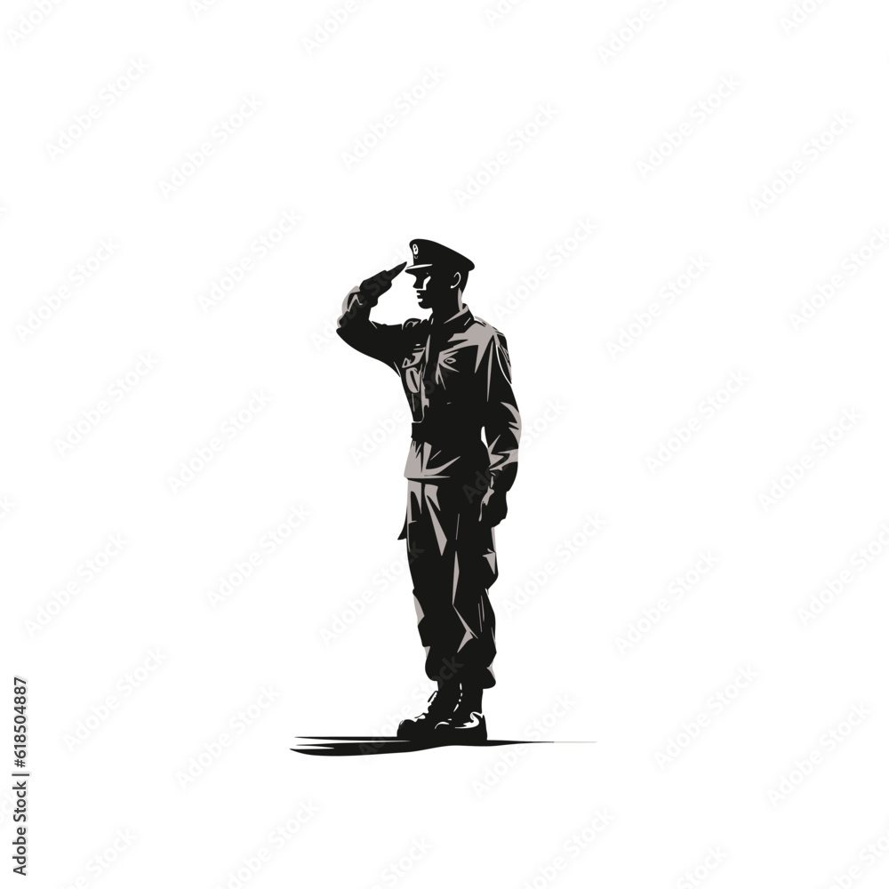 Soldier Uniform Salute uniformed soldier stands vector illustration ...