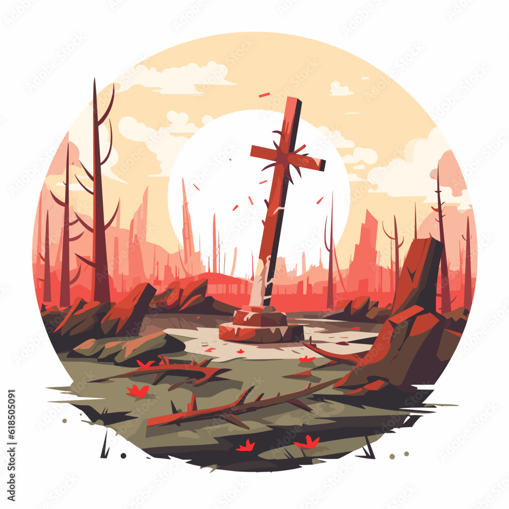 Battlefield Victory Courage empty battlefield vector illustration Stock ...