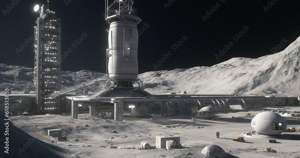Lunar, city and futuristic architecture in space for science research ...