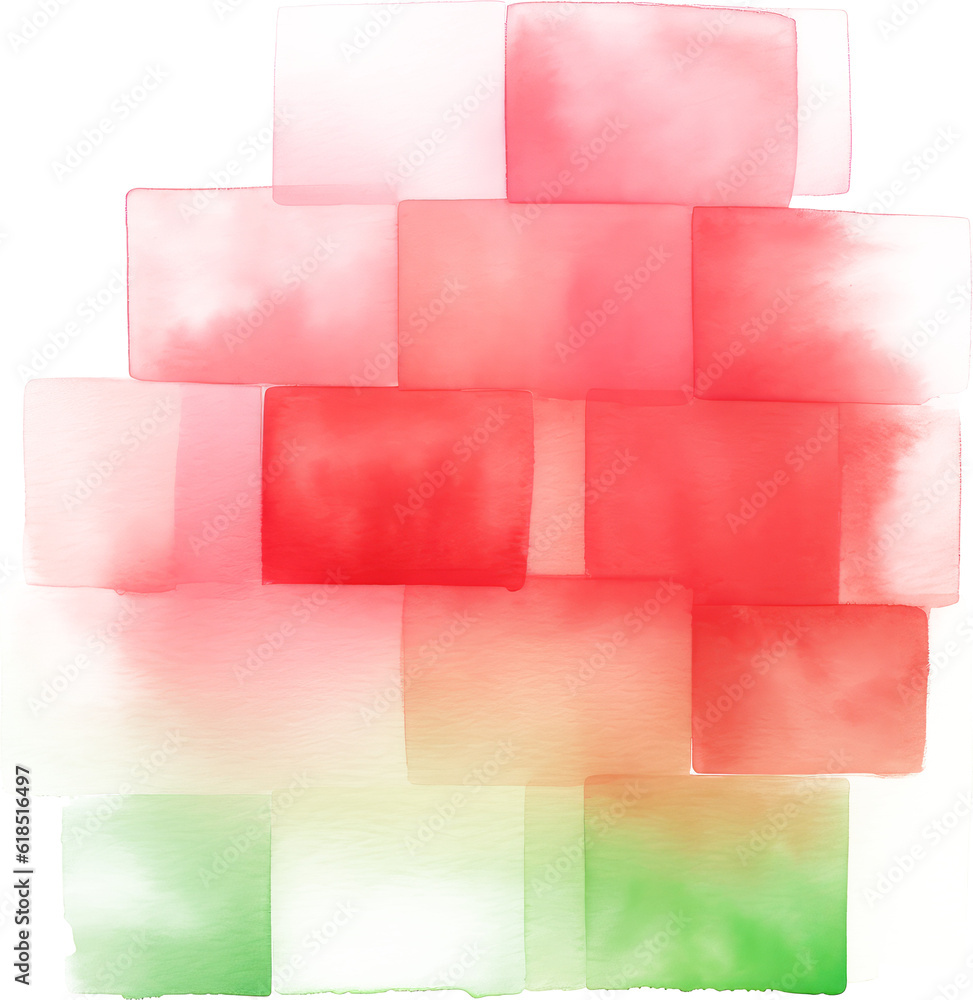 Red-green watercolor rectangles element. On a transparent background ...