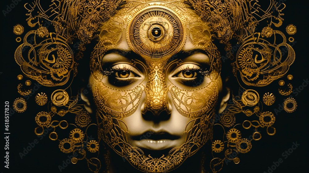 magic woman with third eye open esoteric background Generative AI Stock ...