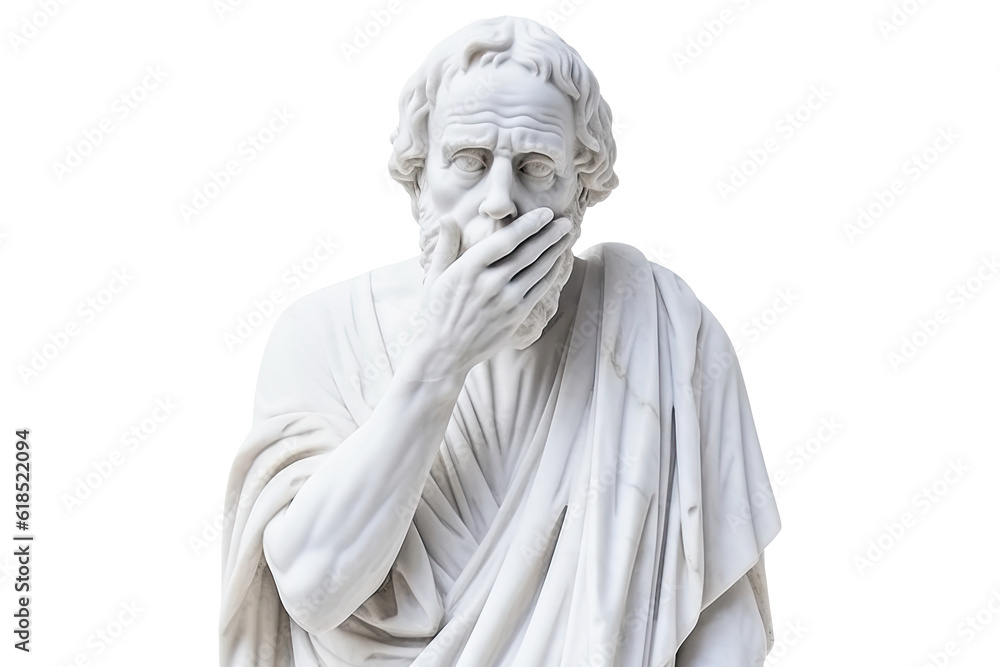 A marble statue of philosopher isolated on transparent background ...