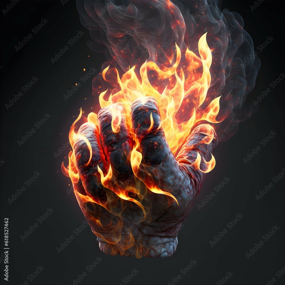 realistic human hand fire flames ultra realistic highly detailed ...
