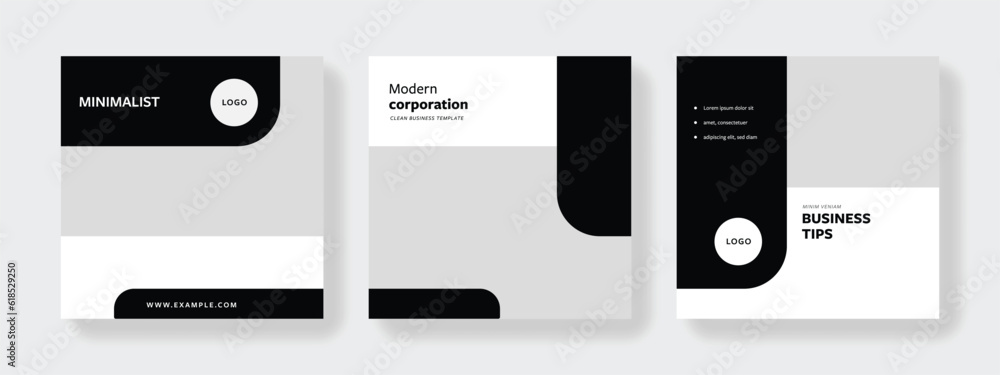 editable social media layouts with minimal design and black graphic ...
