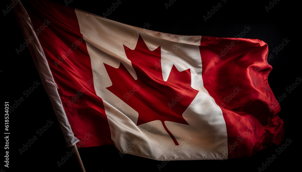 Patriotic Canadian flag waving in the wind generated by AI Stock ...