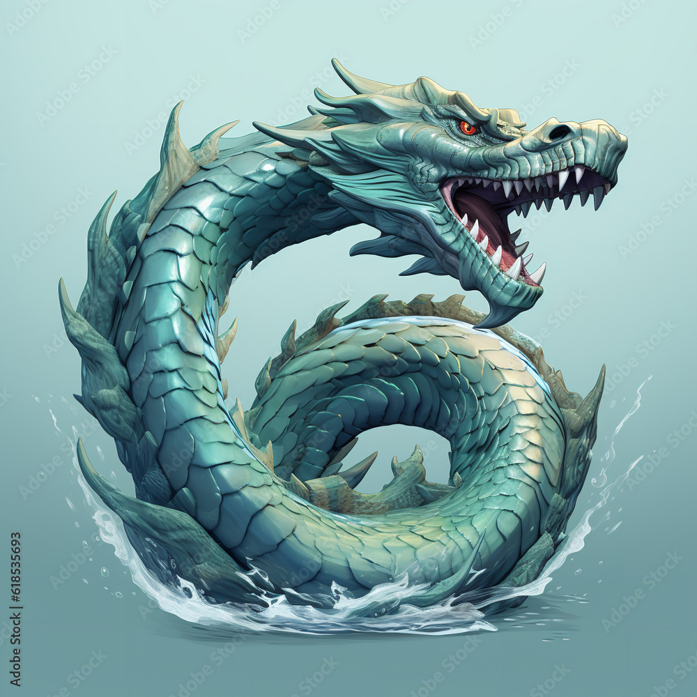 sea serpent isometric digital render ai art gen Stock Illustration ...