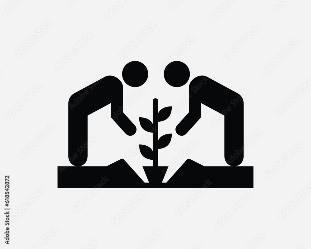 Tree Planting Icon Green Environment Plant Care People Charity Nature ...