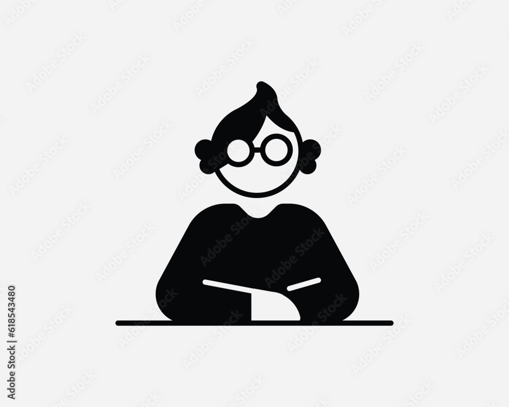 Woman Front Desk Icon. Lady Female Girl Stick Figure Reception Front ...