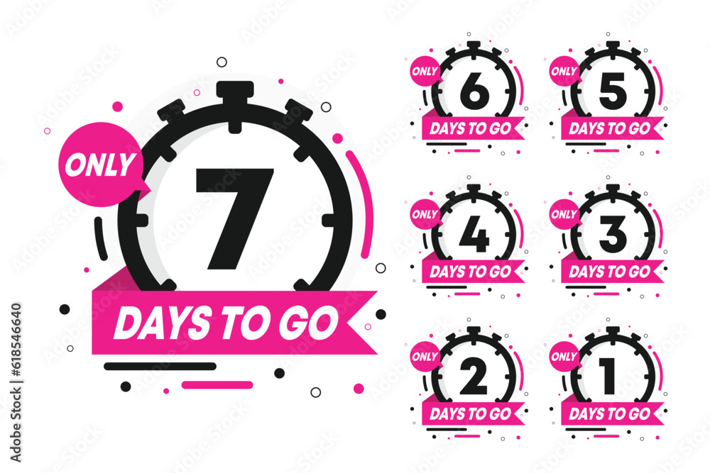 Days remaining countdown vector sign banner. Template for promotion ...