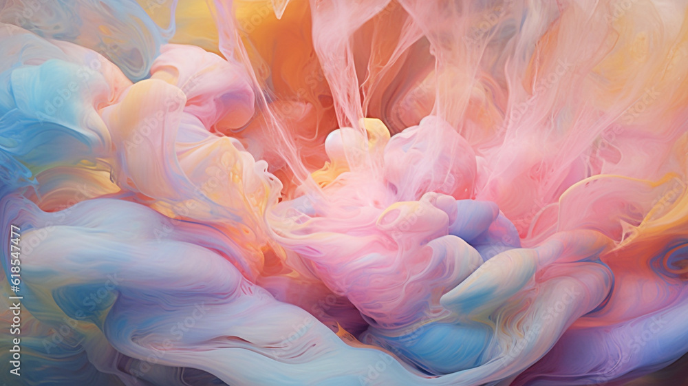ภาพประกอบสต็อก Multi-colored liquids based on pastel colors flowing ...