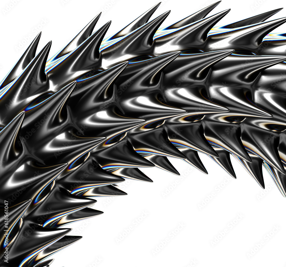 3d Spikey Abstract Ferrofluid Shapes on Transparent Background Stock ...