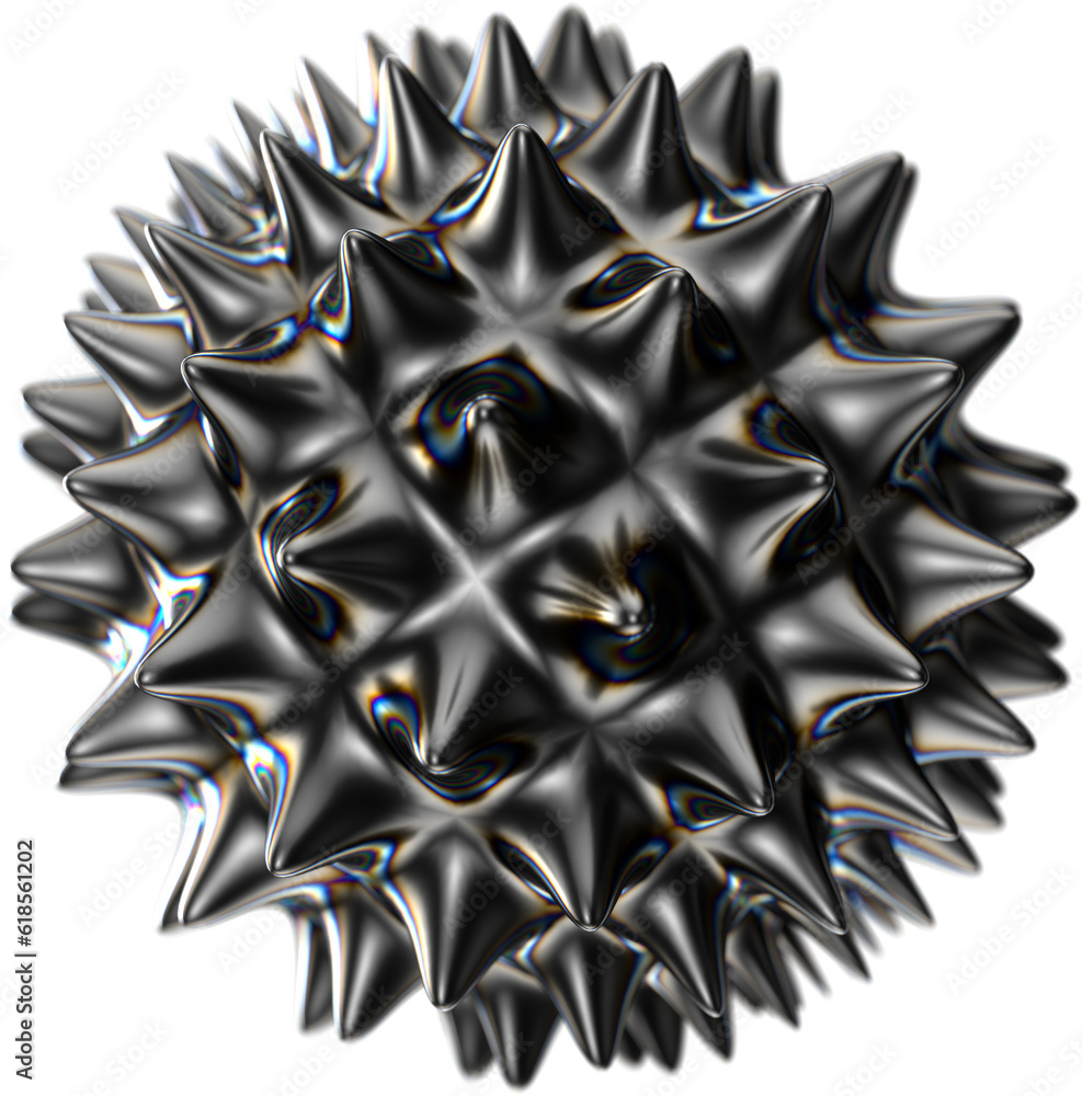 3d Spikey Abstract Ferrofluid Shapes on Transparent Background Stock ...