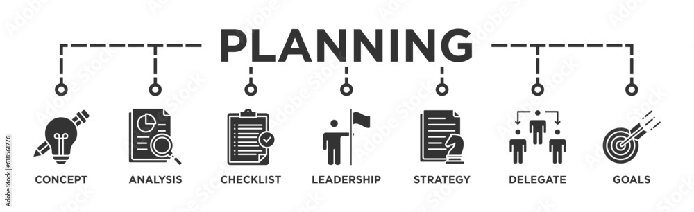 Planning banner web icon vector illustration concept with icon of ...