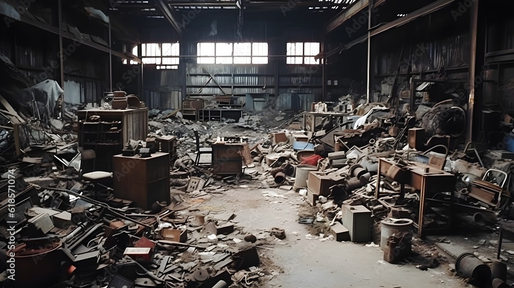 Desolate factory abandoned, decayed, and forgotten. Haunting remains of ...