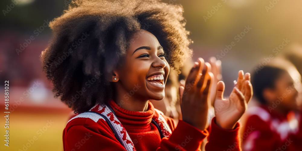 Fans cheering their team. Smiling, Happy teenage girl high school ...