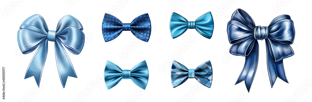 Blue color bow tie clipart set. Generative AI Stock Illustration ...