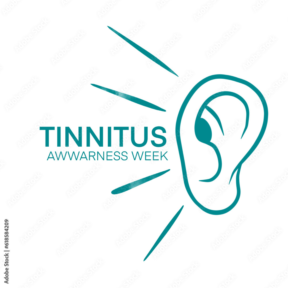 Tinnitus Awareness Week vector. Human ear with tinnitus icon vector ...