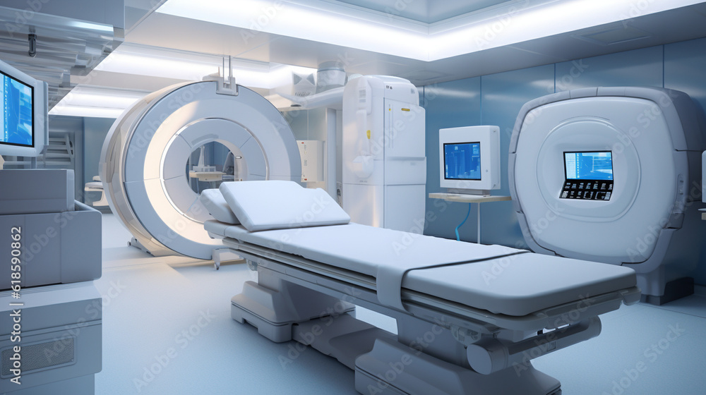 A nuclear medicine therapy room with specialized equipment for ...