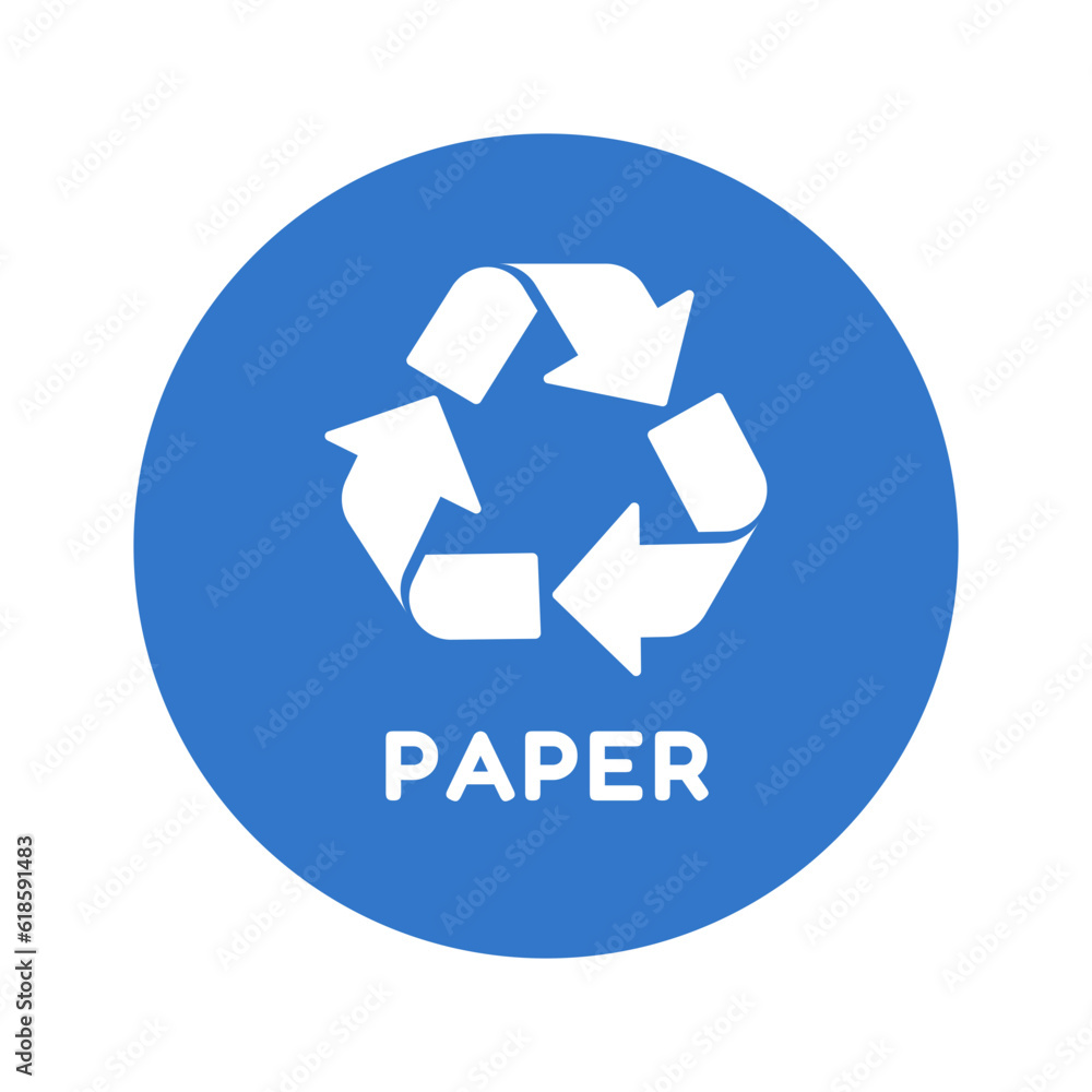 Vector paper recycling symbol color. Blue recycle symbol on white ...