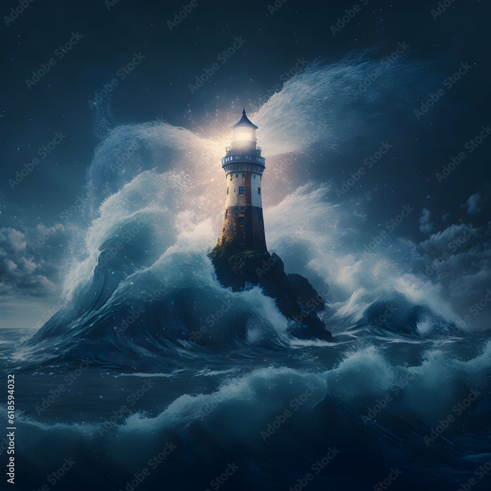 photography of a magical lighthouse at the edge of the world and large ...