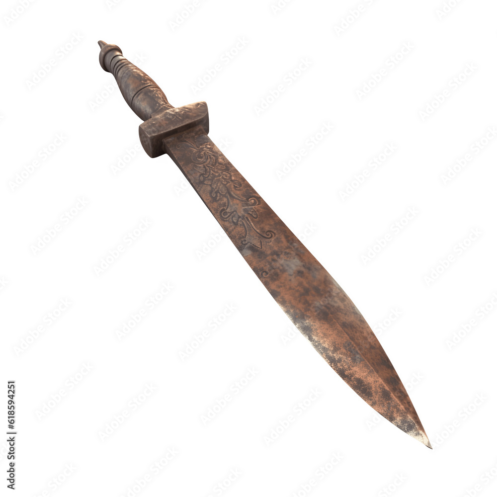 Rusty dagger on transparent background, white background, png file ...