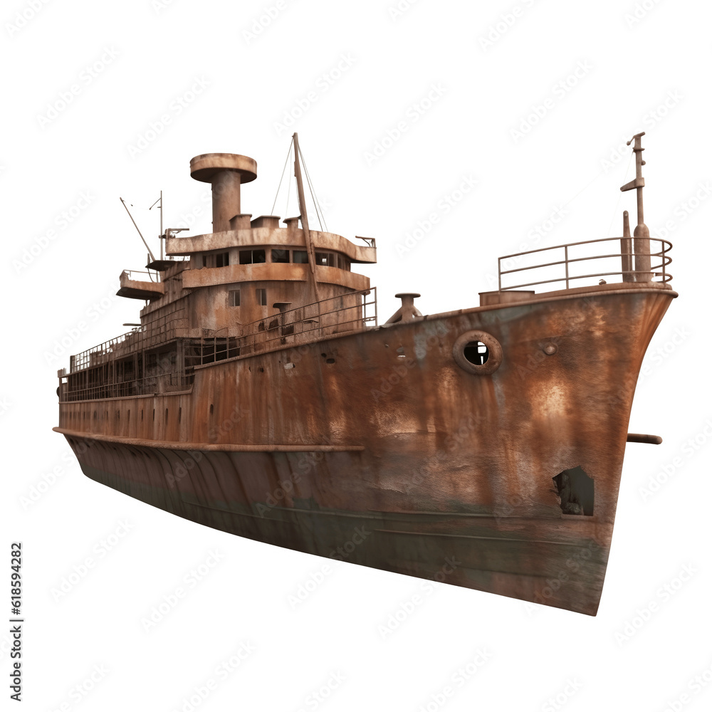 Rusty ship on transparent background, white background, png file ...