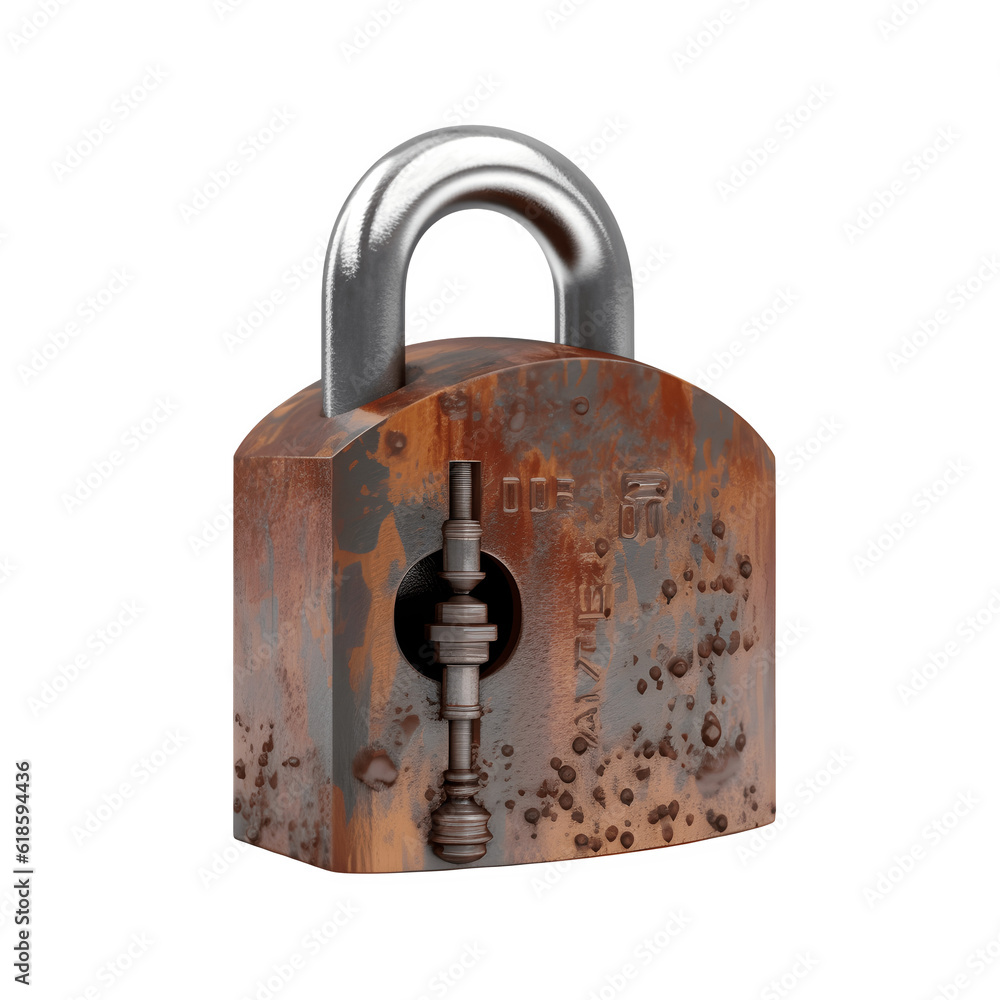 Rusty lock padlock on transparent background white background, png file ...