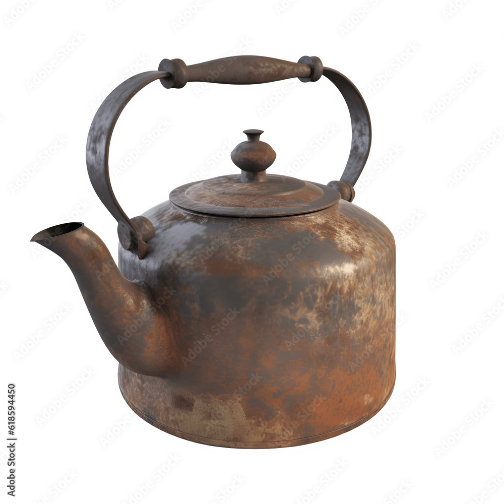 Rusty water kettle on transparent background white background, png file ...