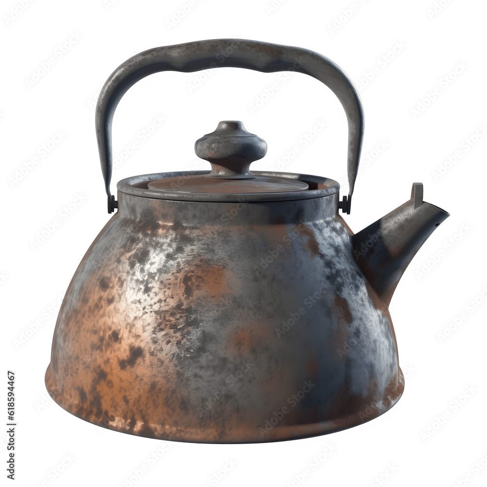 Rusty water kettle on transparent background white background, png file ...