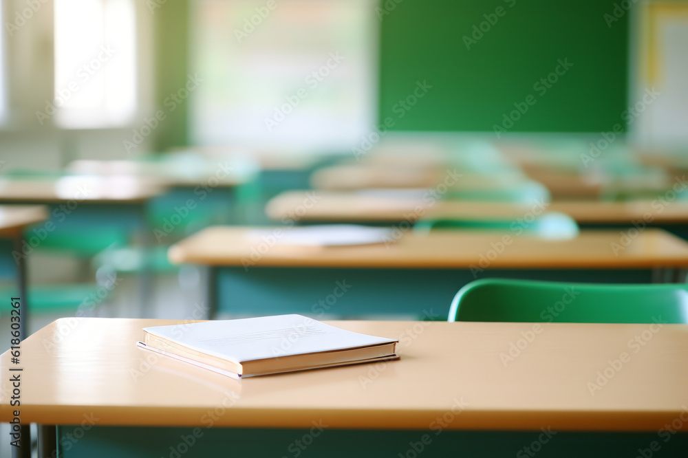 School classroom in blur background without kids or teacher; Blurry ...